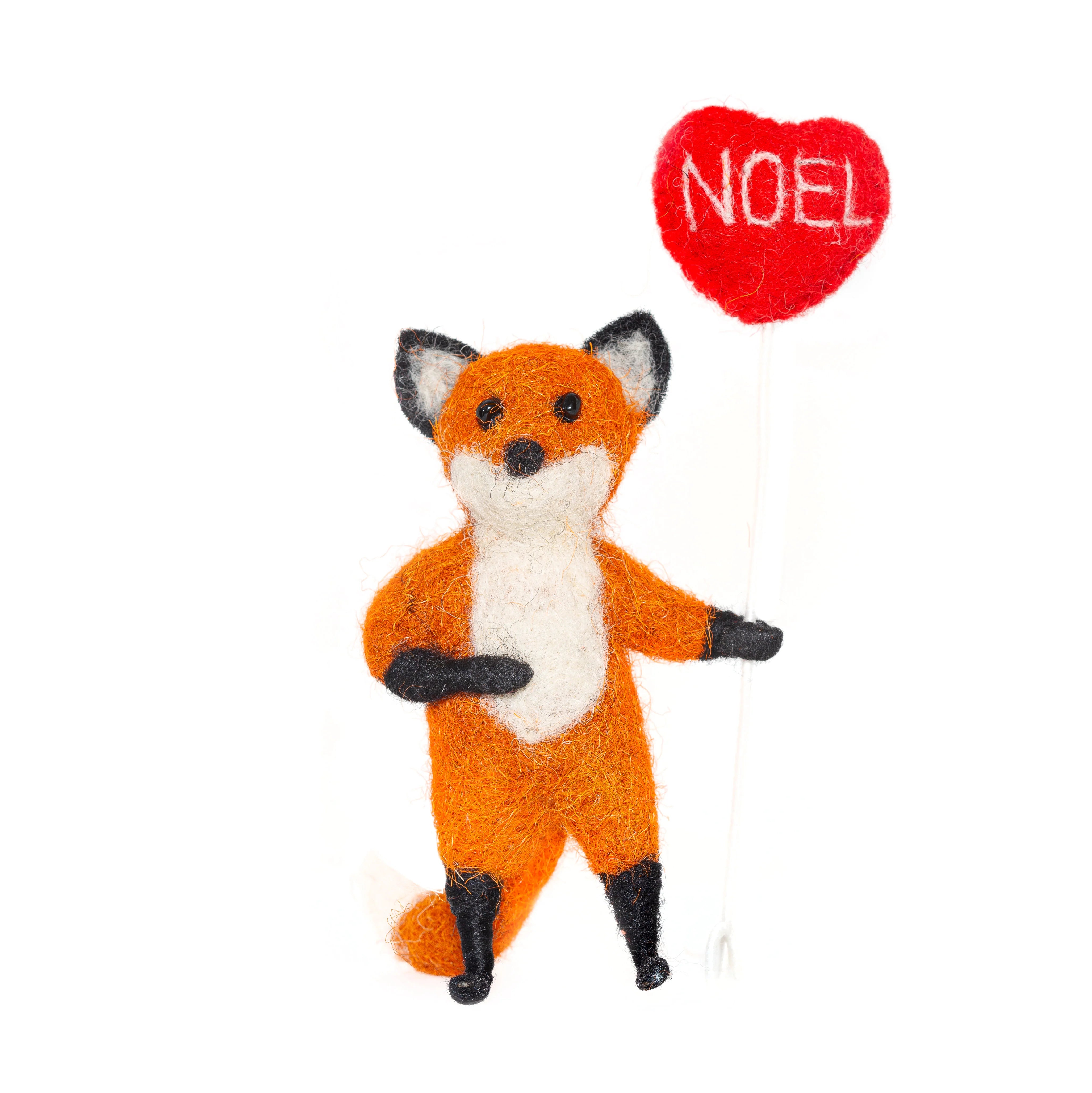 Felix Fox Holding a Noel Balloon Felt Decoration – The Bee's Knees British Imports