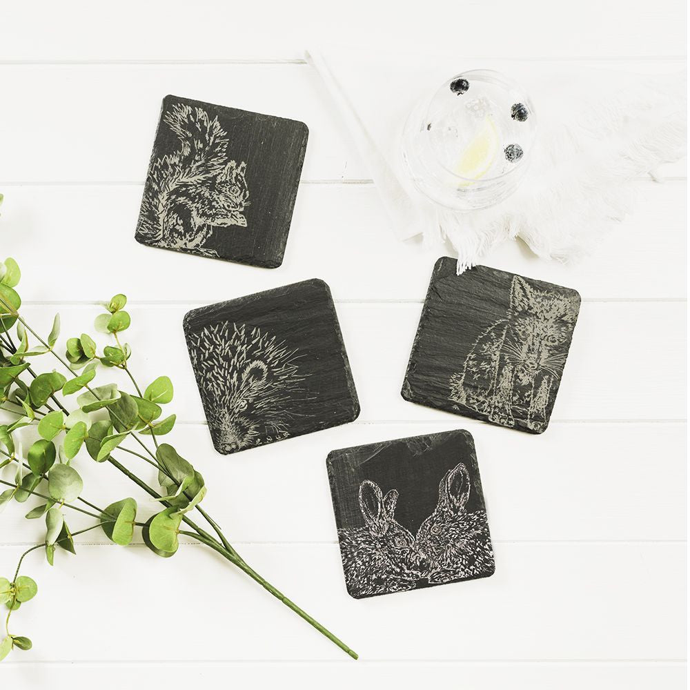 Woodland Slate Coasters- Set of 4 – The Bee's Knees British Imports