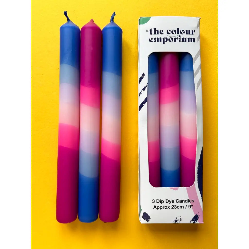 Razzle Dazzle Dip Dye Dinner Candles Trio – The Bee's Knees British Imports