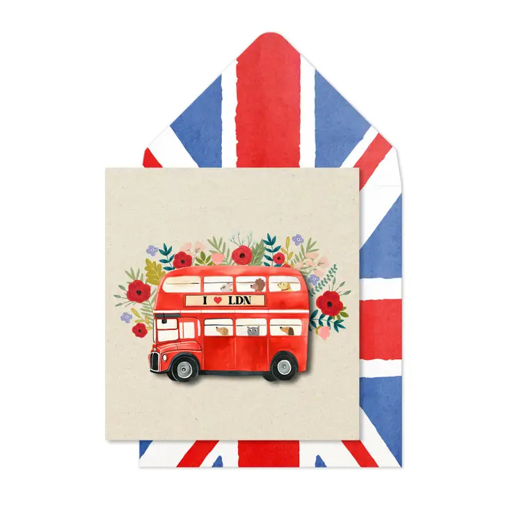 London Bus Floral Card – The Bee's Knees British Imports
