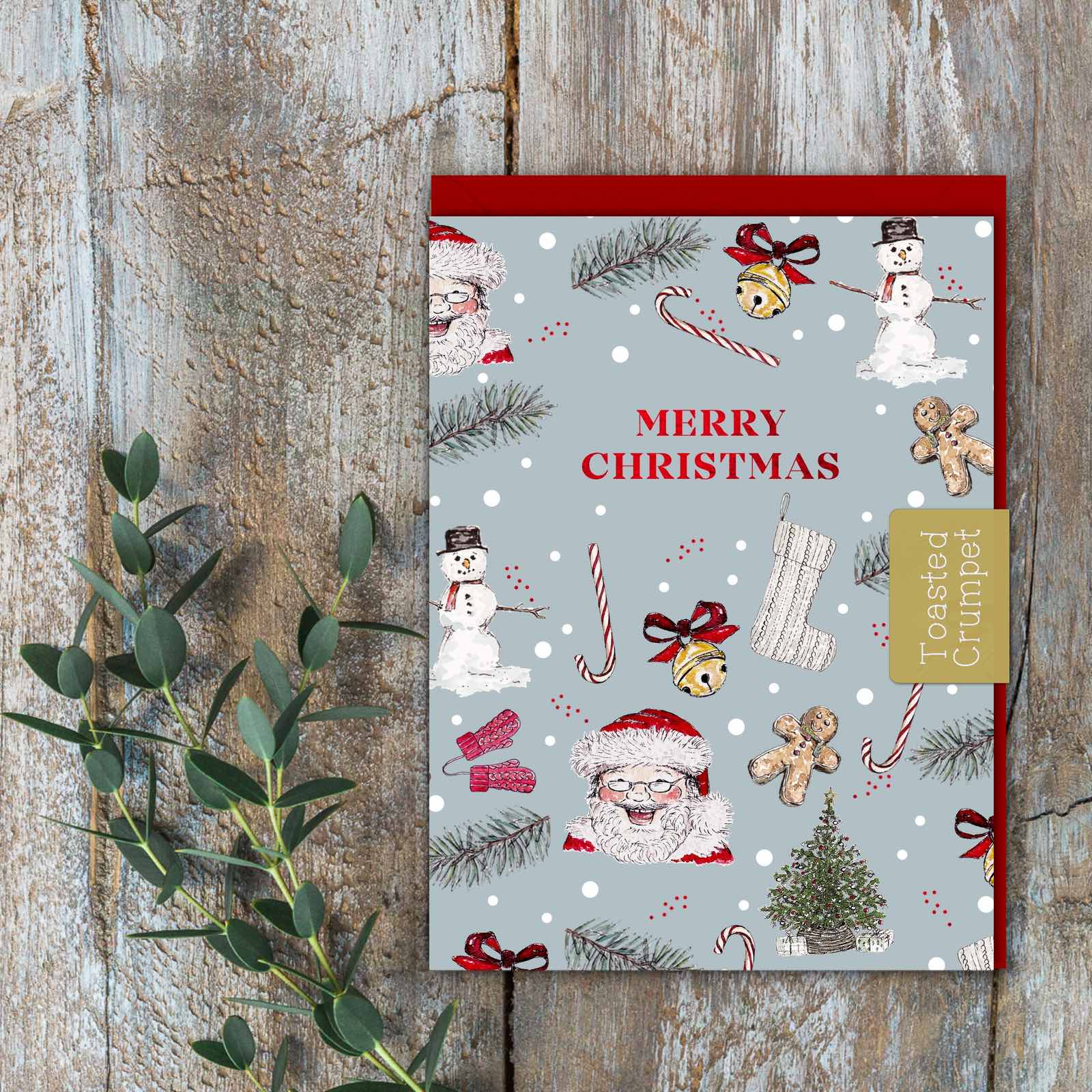 Merry Christmas Small Greetings Card – The Bee's Knees British Imports