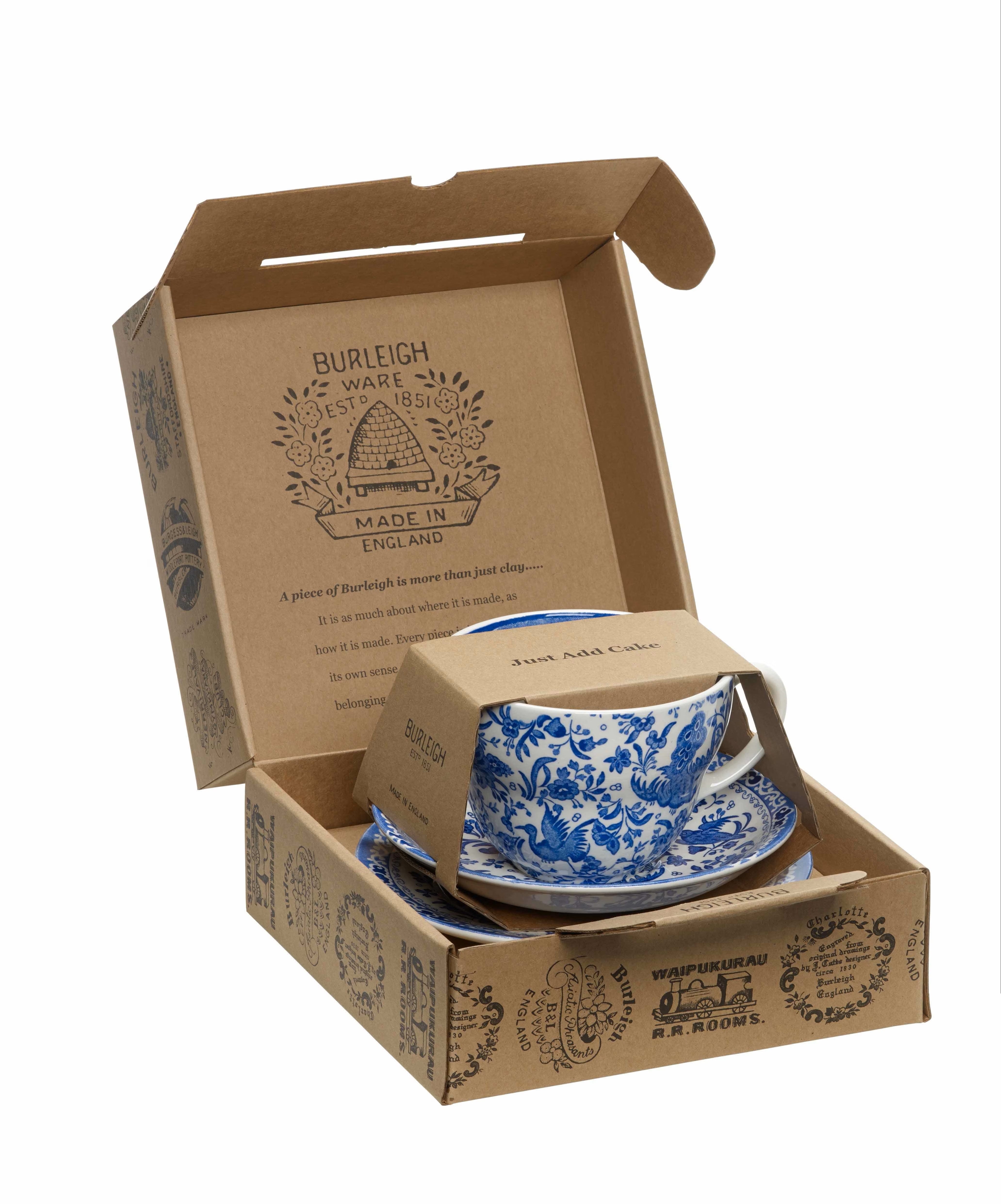 Blue Regal Peacock Breakfast Cup and Saucer 3 PC Boxed Set – The Bee's ...